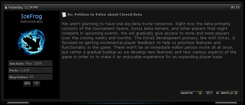 IceFrog sobre el beta de Dota 2: «No habrá una invitación inmediata»